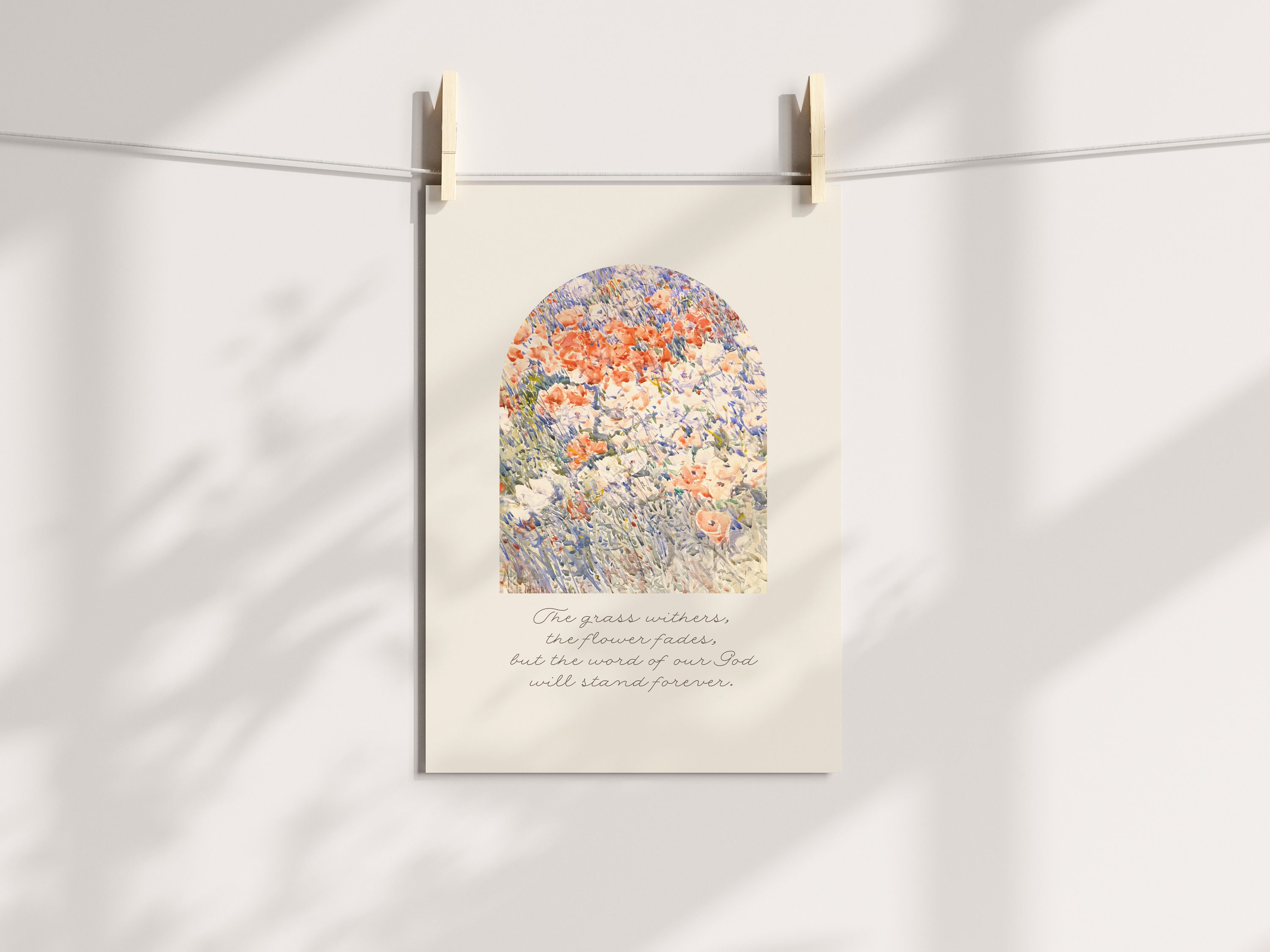 Isaiah 40:8 Wall Art, the Grass Withers and the Flower Fades Print ...
