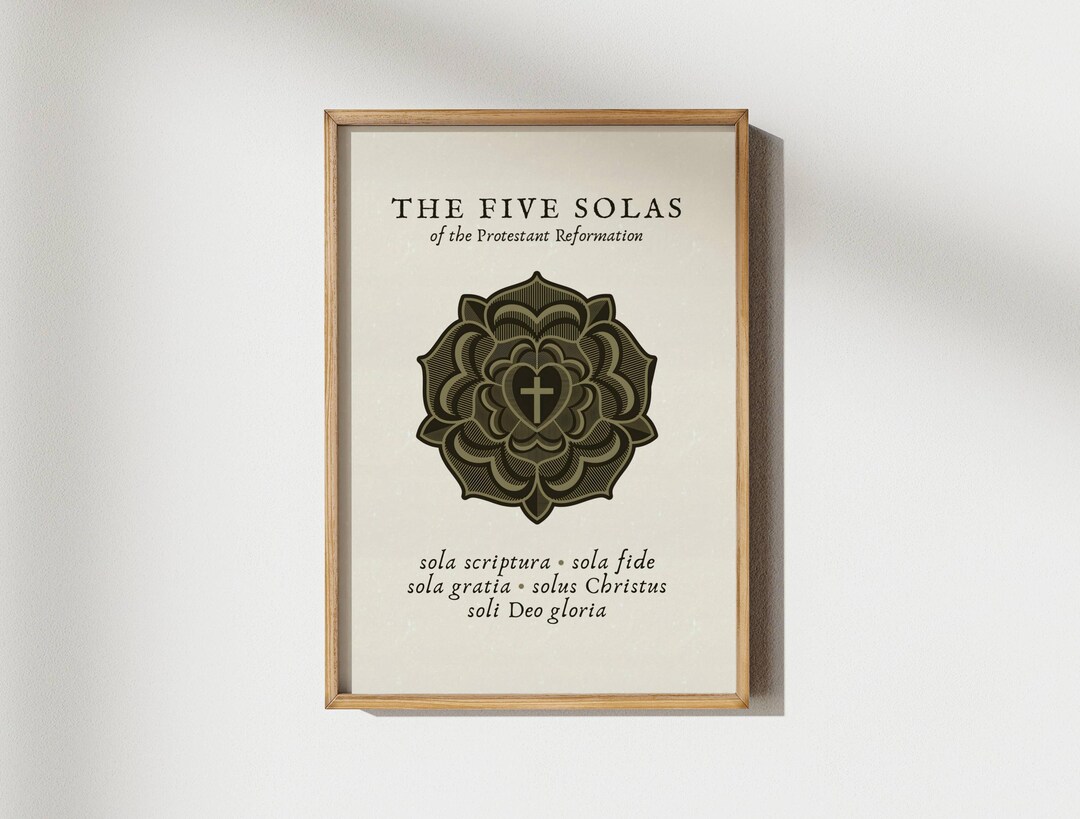 5 Solas Wall Art, Reformed Christian Home Decor, Reformation Day Print ...