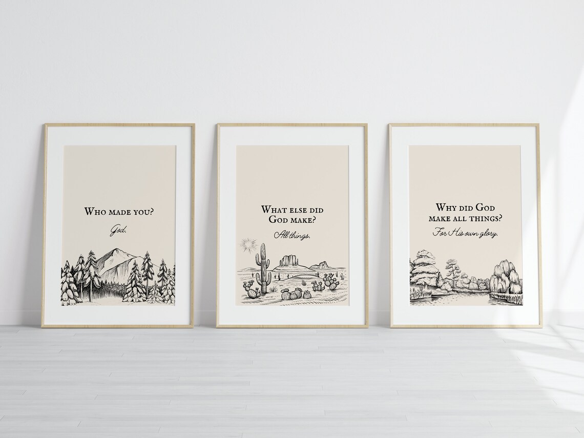 Catechism Boy Nursery Wall Art Set of 3, Digital Christian Nursery ...