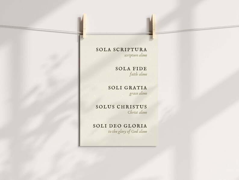 5 Solas Wall Art, Reformed Christian Wall Decor, Minimalist Five Solas ...