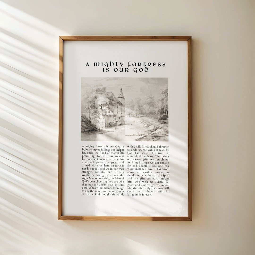 Christian Hymn Wall Art, A Mighty Fortress is Our God Lyrics Print ...
