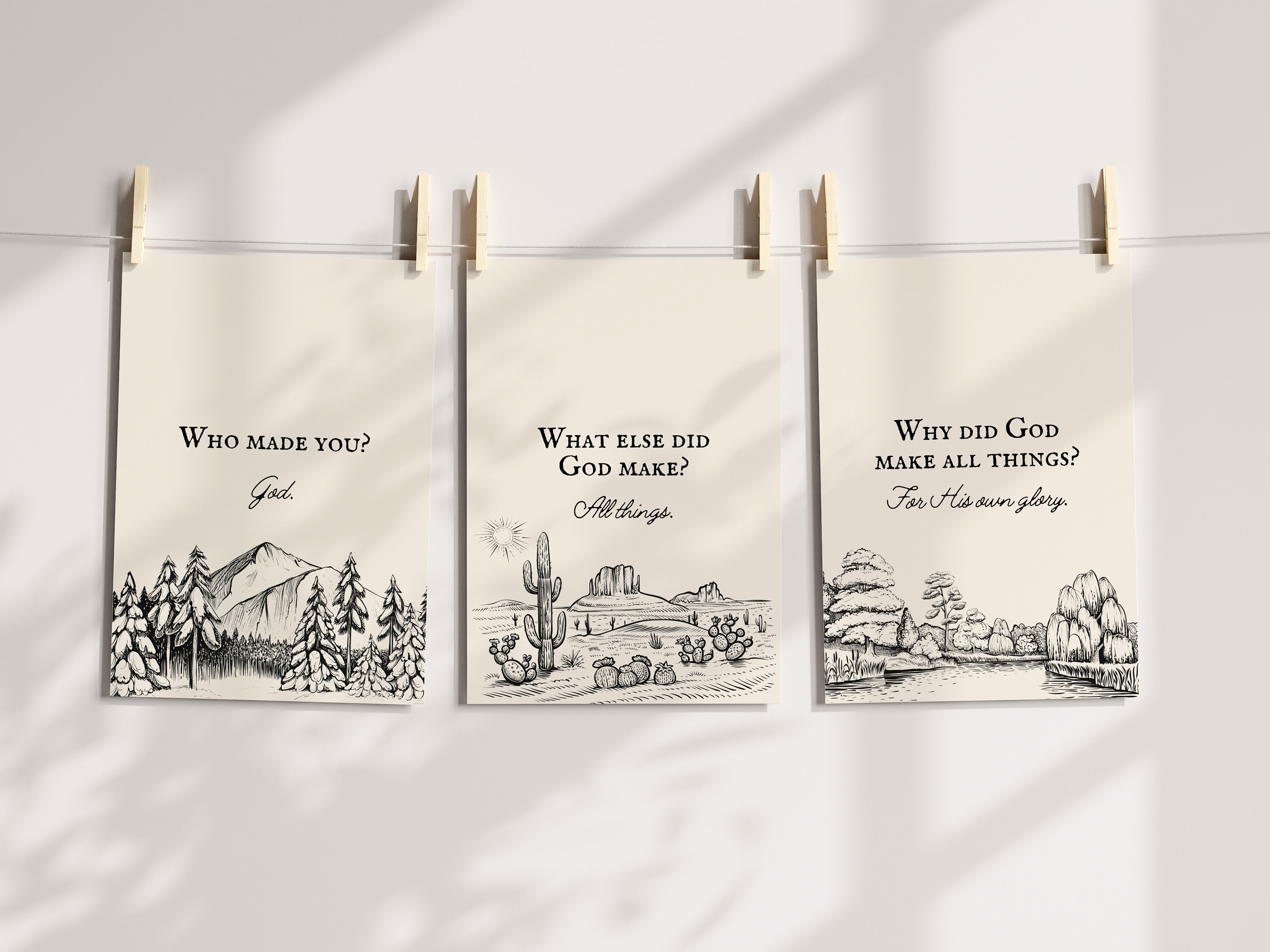 Catechism Boy Nursery Wall Art Set of 3, Digital Christian Nursery ...