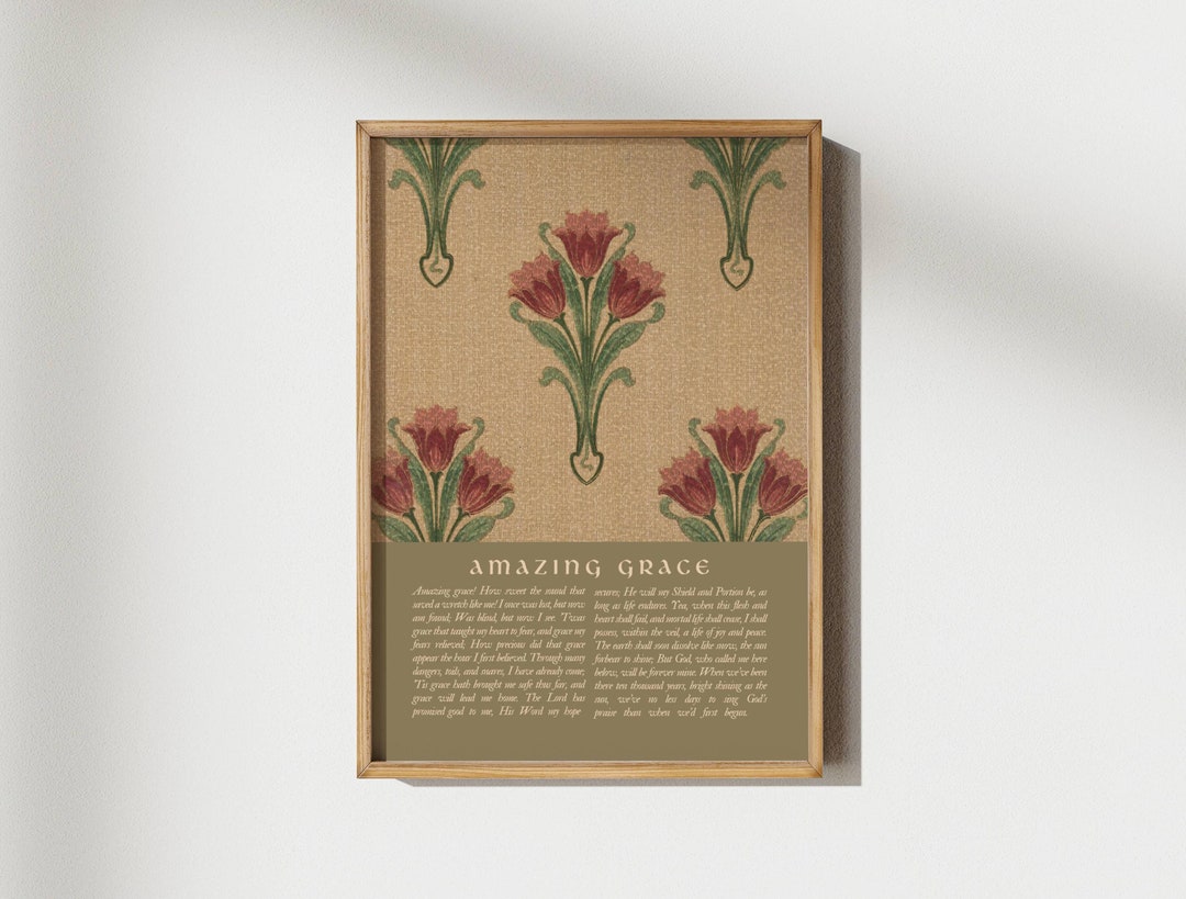 Vintage Hymn Prints, Amazing Grace Wall Art, Christian Digital Artwork ...