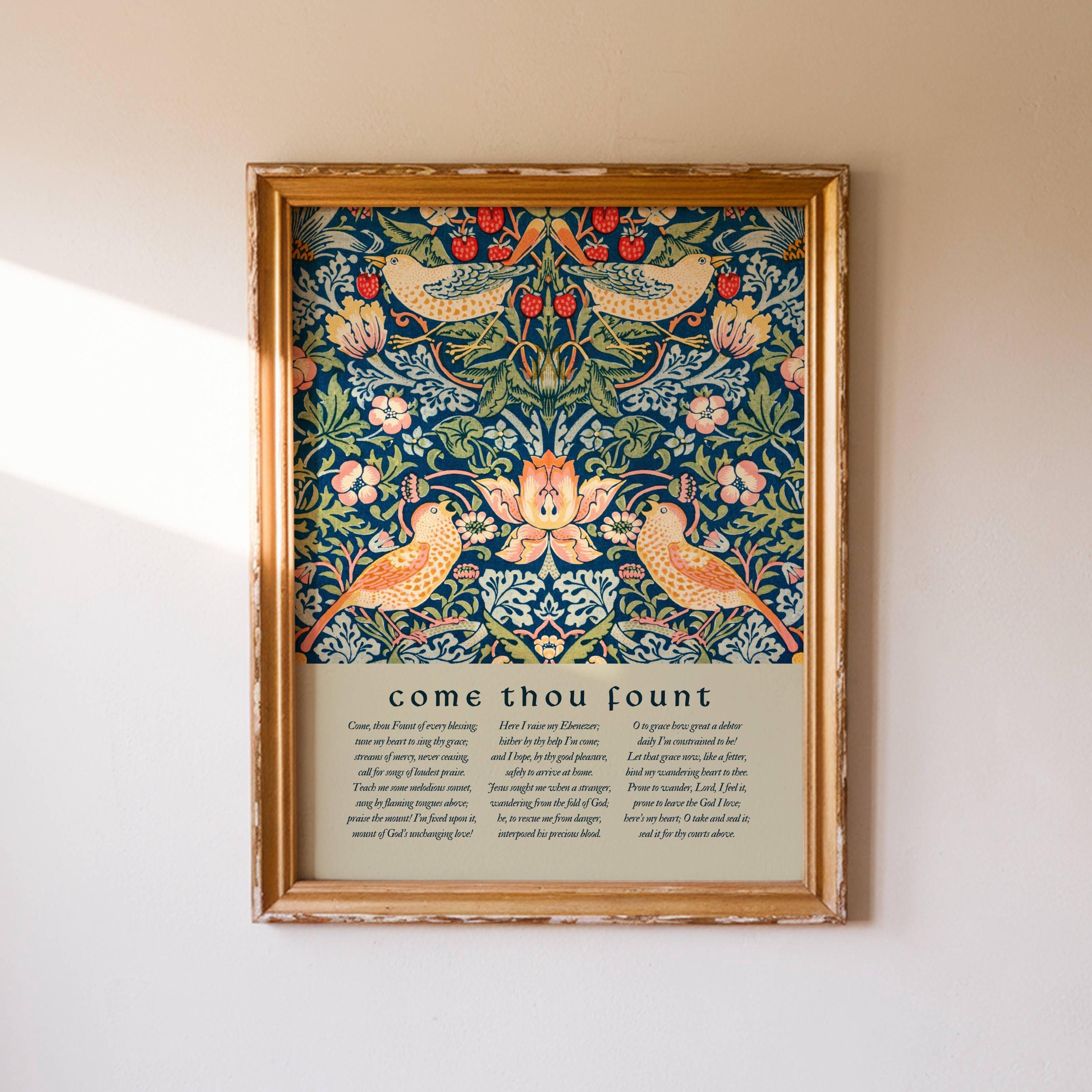 Vintage Hymn Print, Come Thou Fount Wall Art, Christian Home Decor ...