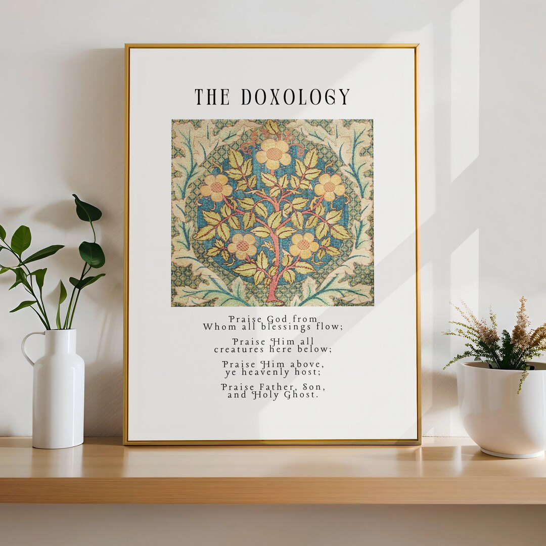 The Doxology Wall Art, Christian Home Decor, Vintage Art Print, Digital ...