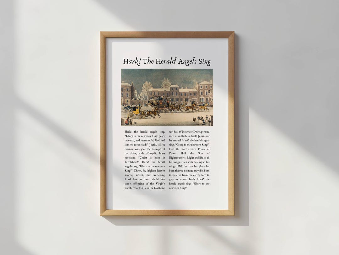 Printable Christmas Decor, Hark the Herald Angels Sing Hymn Art ...