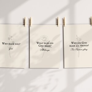 Catechism Girl Nursery Wall Art Set of 3, Digital Christian Nursery ...