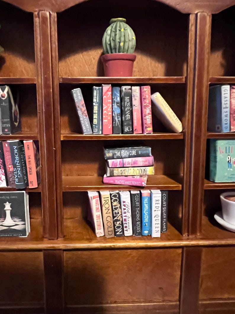 Miniature Bookcase, CUSTOM Book Options, Whimsical Library Decor - Etsy