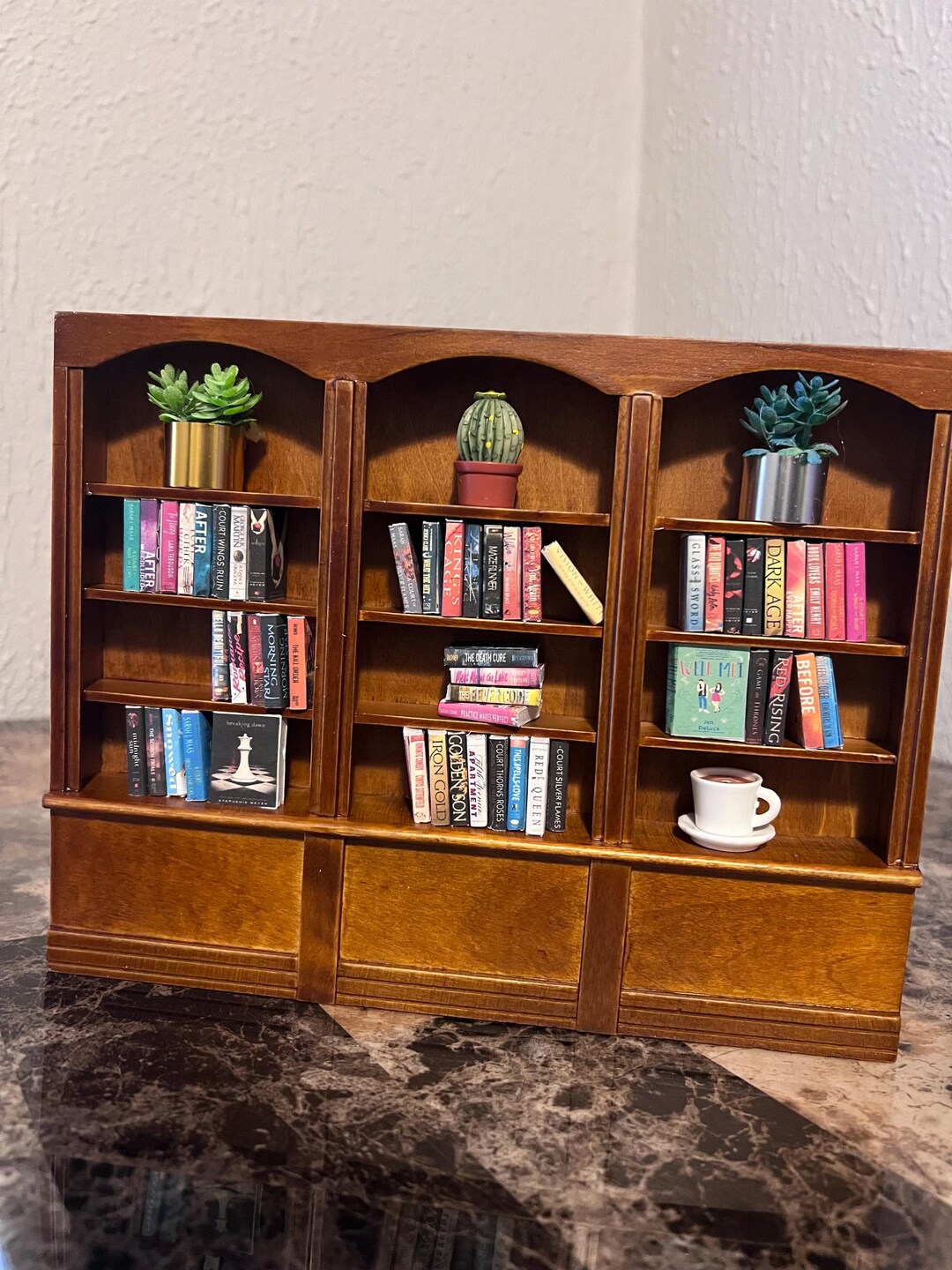 Miniature Bookcase, CUSTOM Book Options, Whimsical Library Decor - Etsy