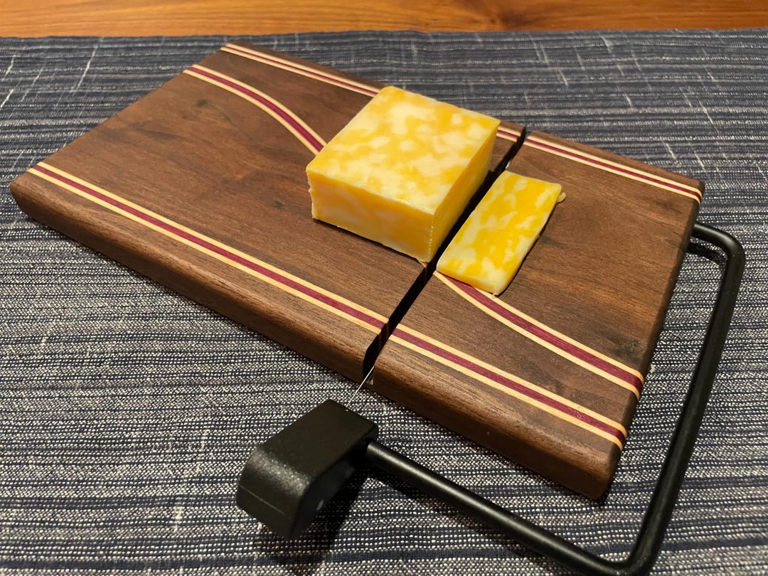 Personalized Walnut Cheese Slicer With Maple and Padauk Accent Stripes ...