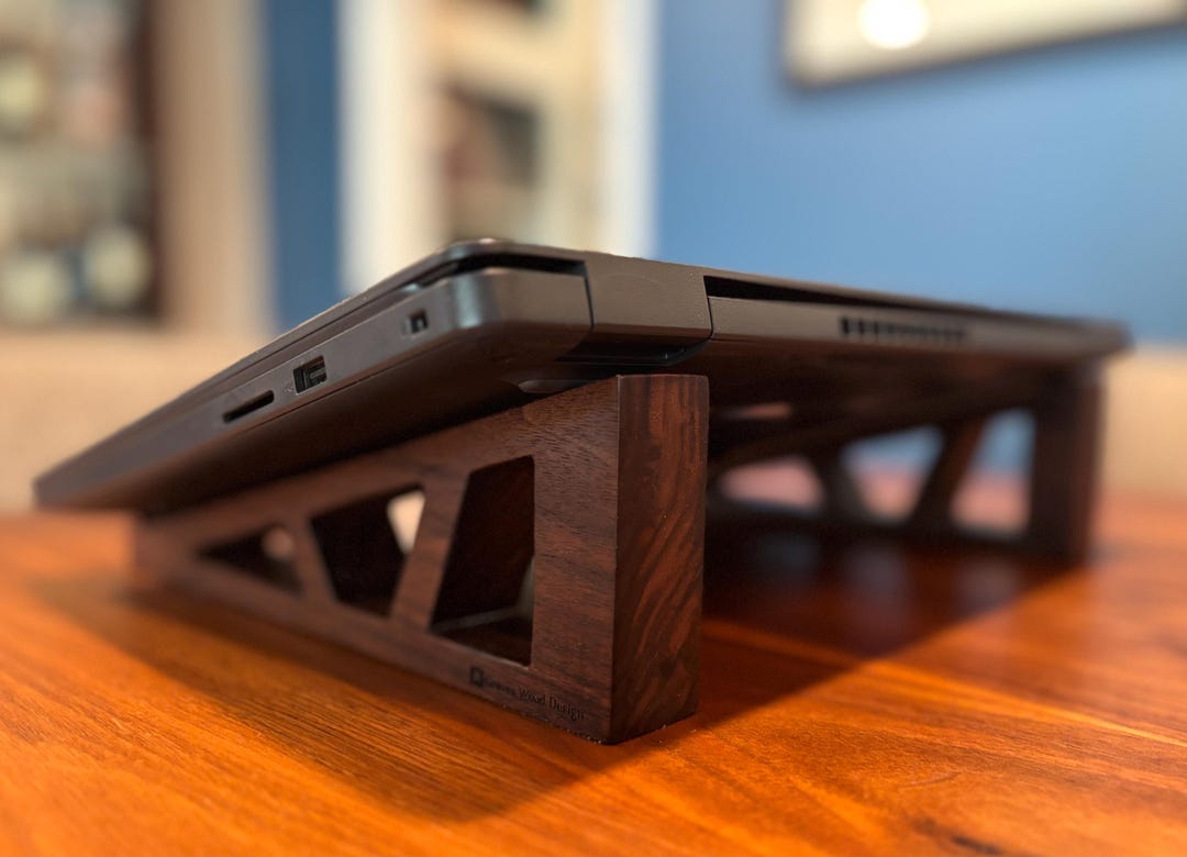 Contemporary Walnut Laptop Stand | Portable Laptop Stand | Wooden ...