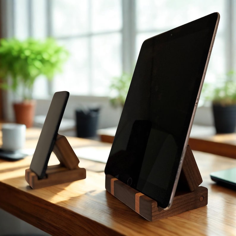 Wooden iPad and iPhone Stand: Hardwood Tablet Display - Etsy