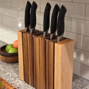Contemporary Walnut & Maple Knife Block With Contrasting Stripes ...