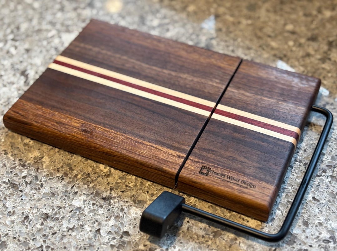 Walnut and Zebrawood Cheese Slicer With Padauk Stripes. Housewarming ...
