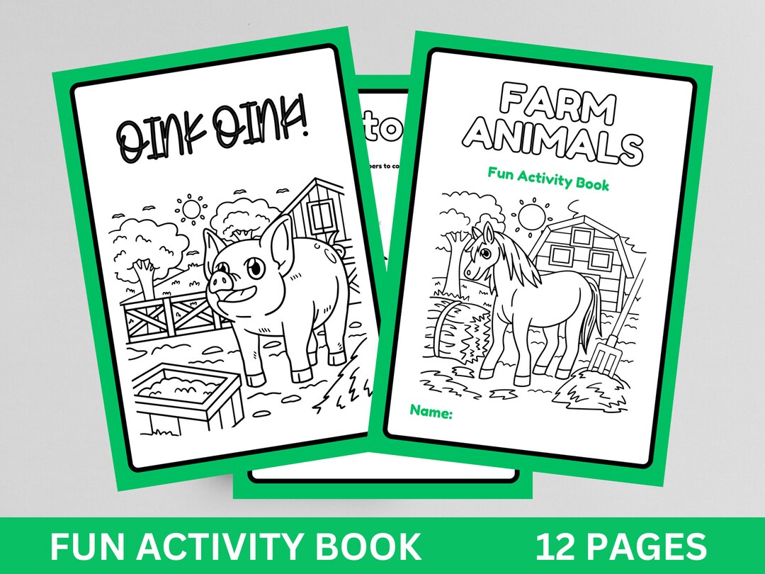 Activity Coloring Book Kids Farm Activity Book Custom Coloring Book ...