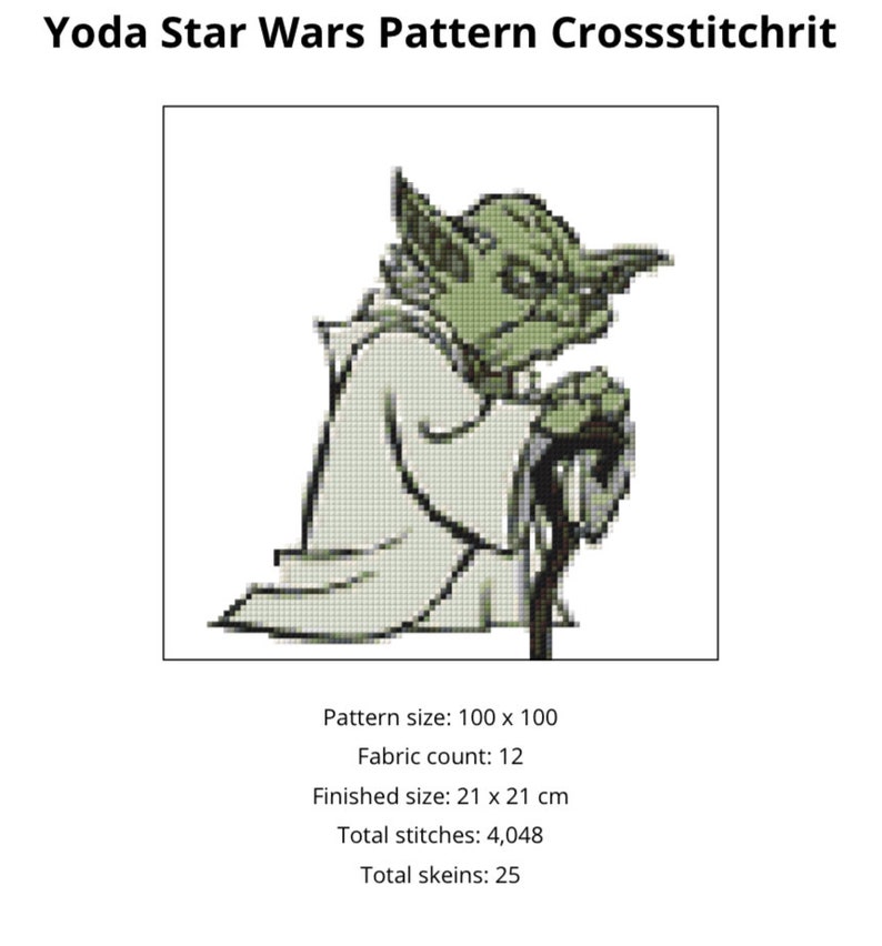 Yoda Cross Stitch Pattern - Etsy