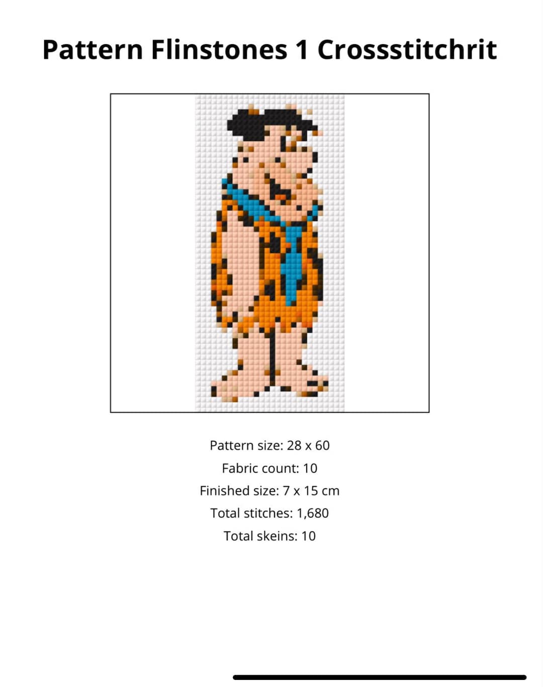 Flinstones Cross Stitch Downloadable Pattern - Etsy