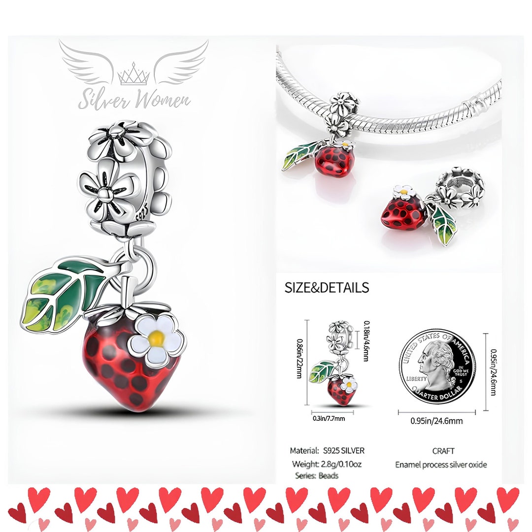 Strawberry Pandora Charm for Bracelet, Charms 2024 Collection, Bracelet ...