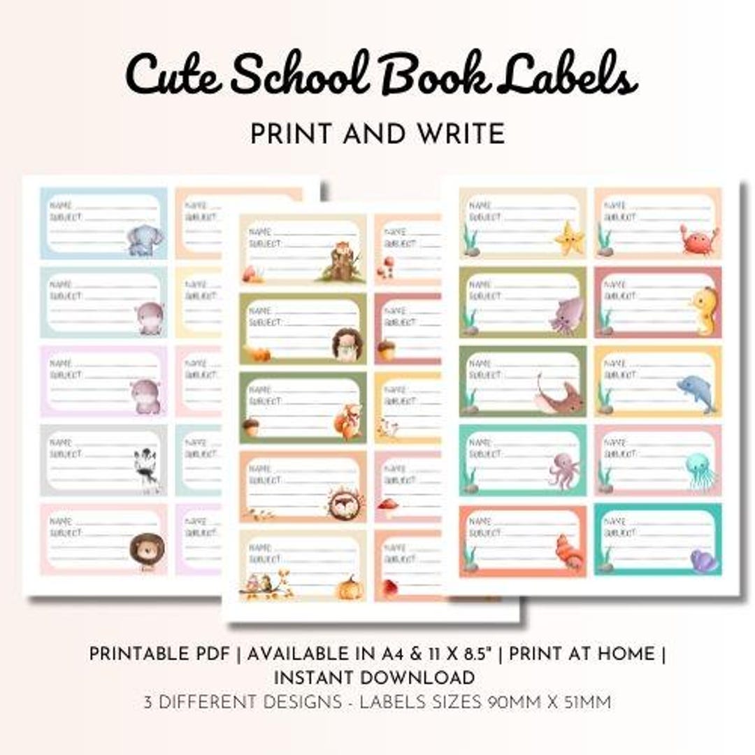 Cute Book Labels With Animals | 30 Designs | Printable for Kids ...