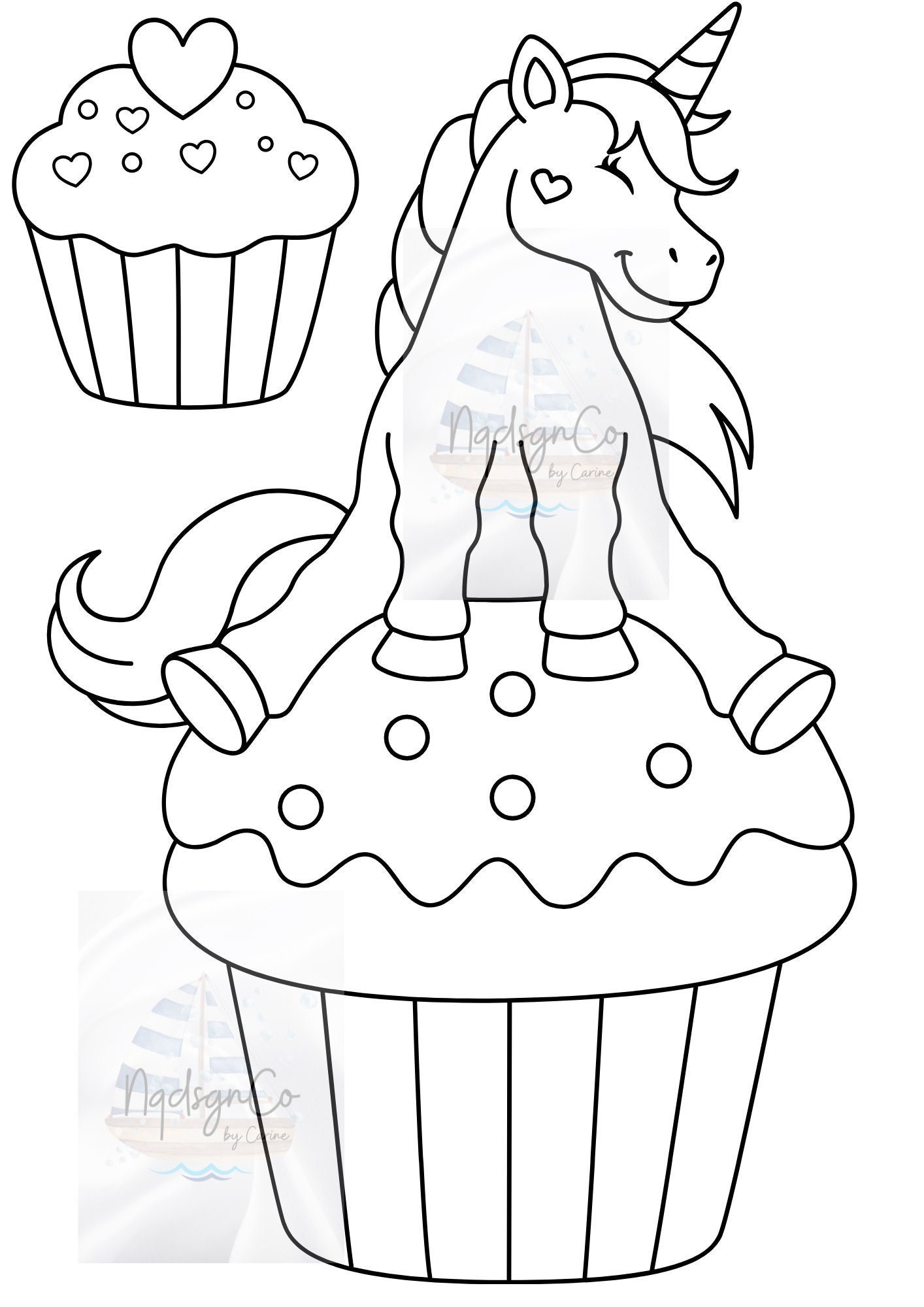 Digital Coloring Page Cupcake Unicorn- Digital Download for All Ages - Etsy