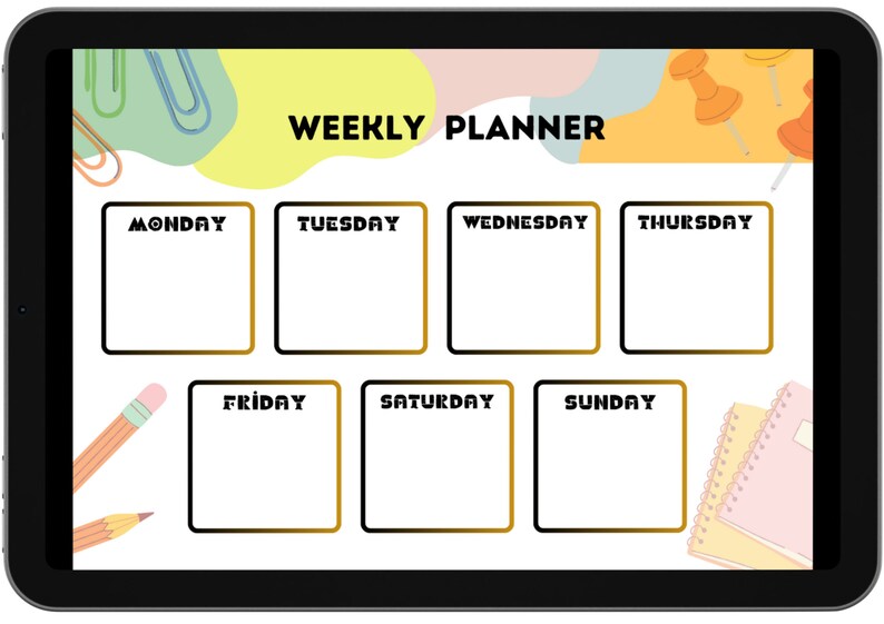 Kids Weekly Schedule and to Do List, Printable Daily Weekly Planner for ...