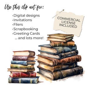 Watercolor Books Clipart Instant Download Digital Downloads Stacked ...