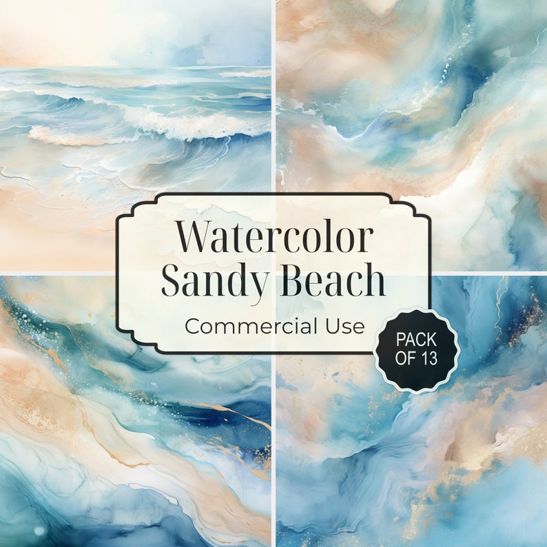 Beach Watercolor Texture, Commercial Use Digital Papers Sublimation ...