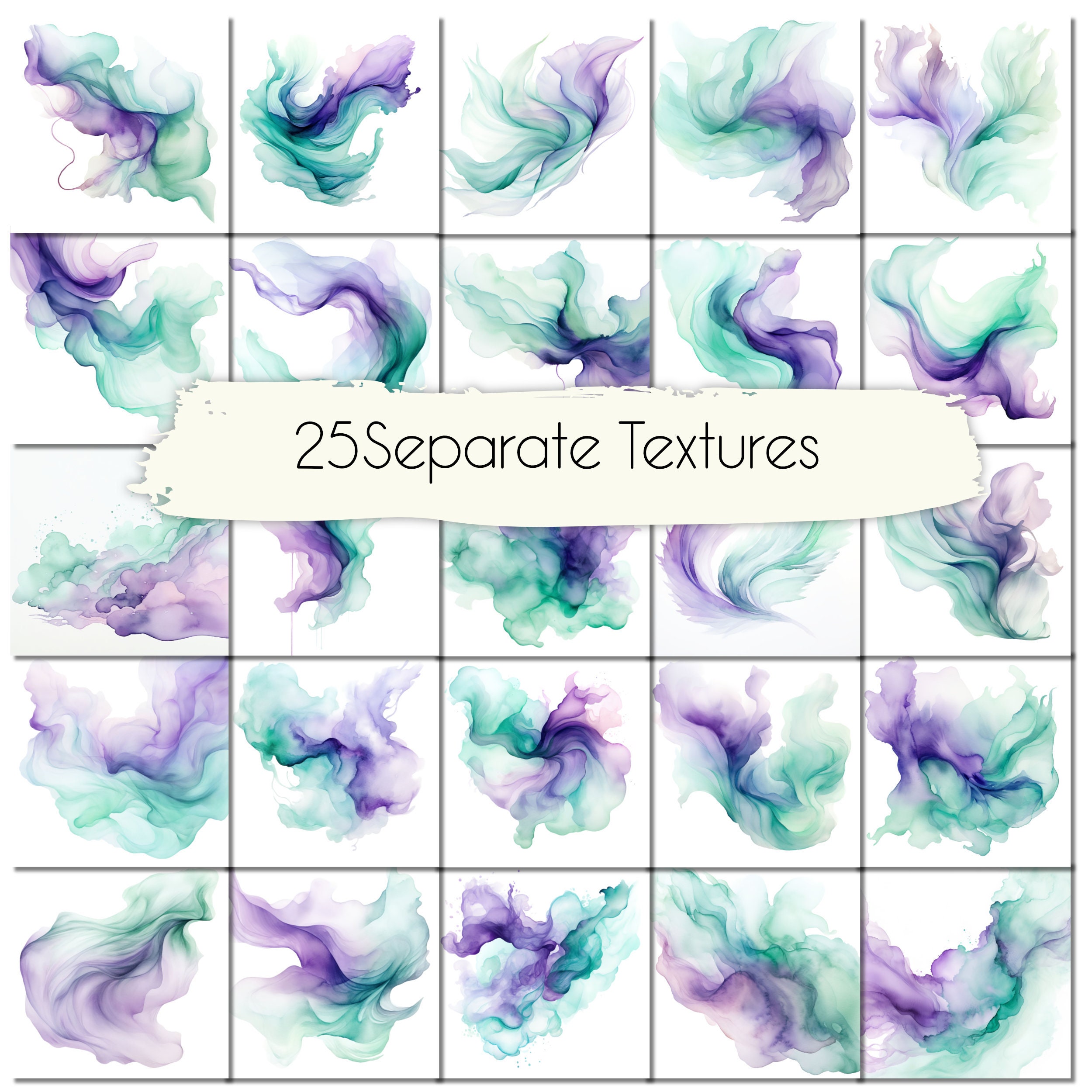 Purple and Mint Green Watercolor Texture, Set 1, Transparent Png ...