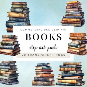 Watercolor Books Clipart Instant Download Digital Downloads Stacked ...