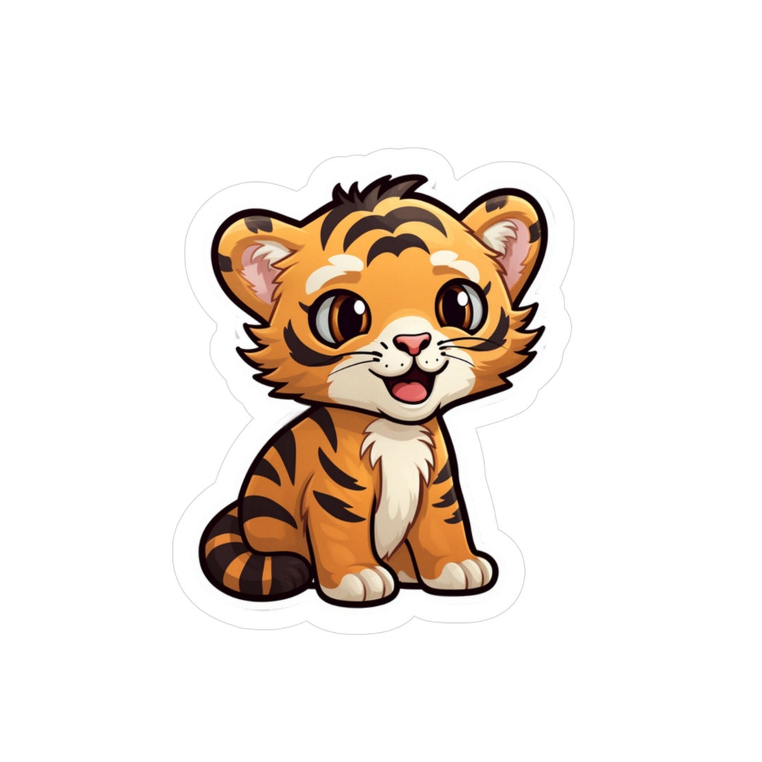 Cute Tiger Sticker, Tiger Vinyl Decal, Tiger Mascot Sticker, Tiger ...