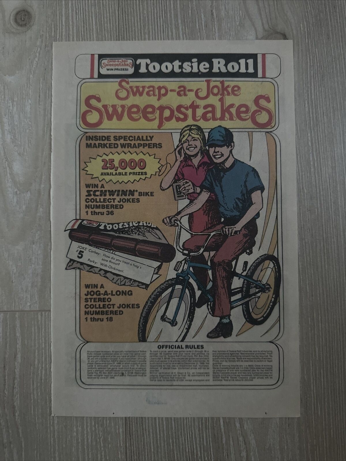 Tootsie Roll Swap-a-joke Sweepstakes 1986 Print Ad Comic Art 80s Retro ...