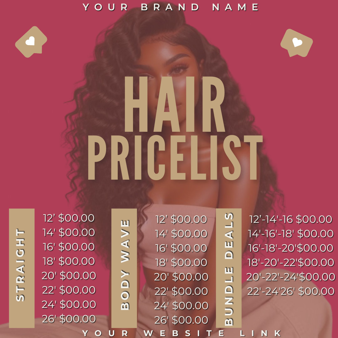 Premade Hair Bundle Price List W/ A.I Model - Etsy