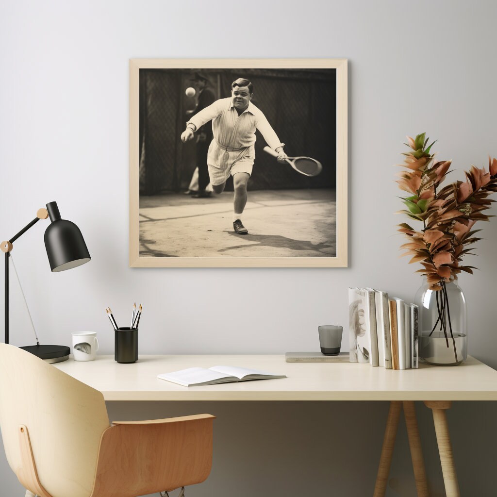Vintage Tennis Painting Vintage Sport Digital Tennis Art Babe Ruth ...