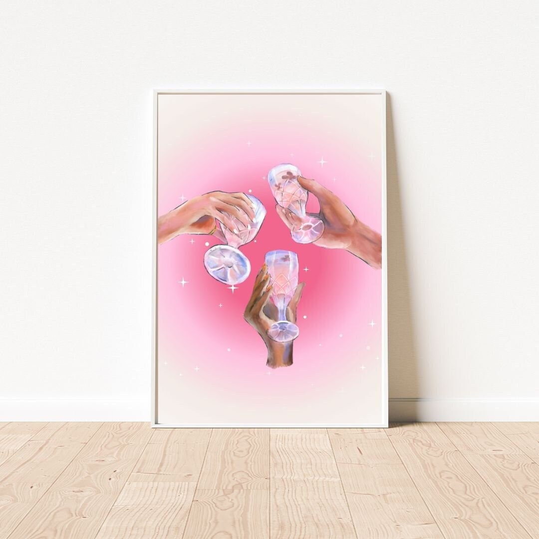 Cheers Digital Poster Bar Cart Art Trendy Wall Art Cocktail Art Print ...