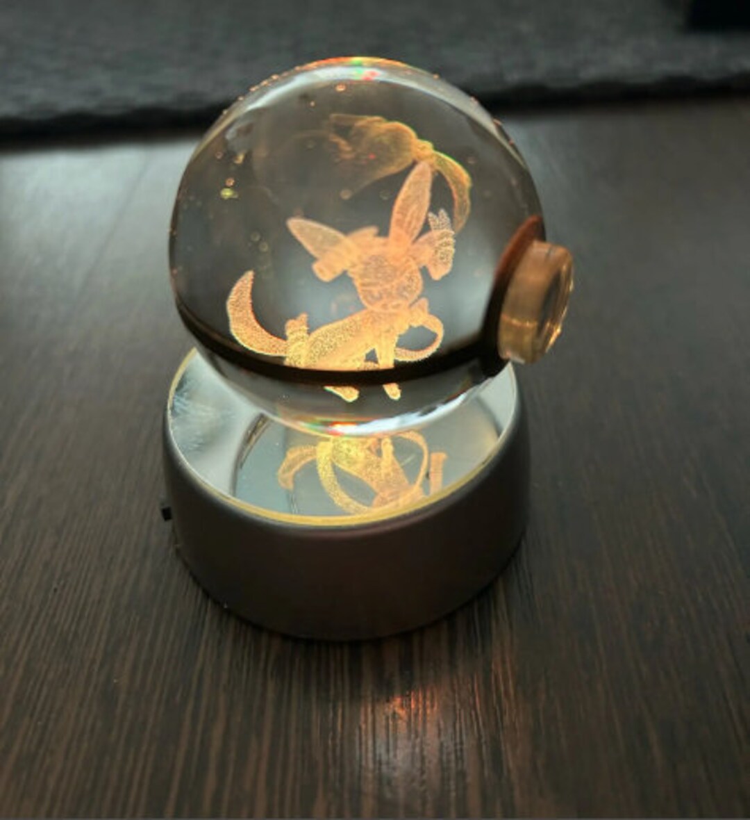 3D Crystal Ball Pokeballs With LED Light Base, Kids Gift Collectable ...