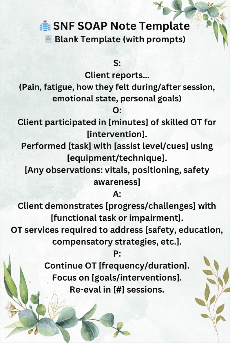 SOAP Note Template Guide for Occupational Therapists | SNF, Home Health ...