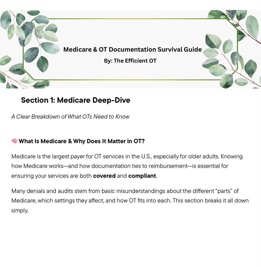 Medicare & OT Documentation Survival Guide - Etsy