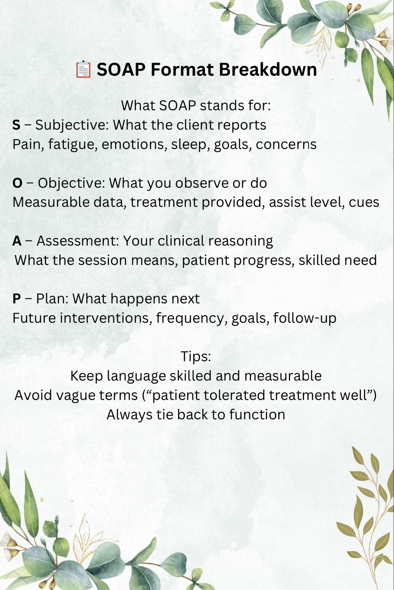 SOAP Note Template Guide for Occupational Therapists | SNF, Home Health ...