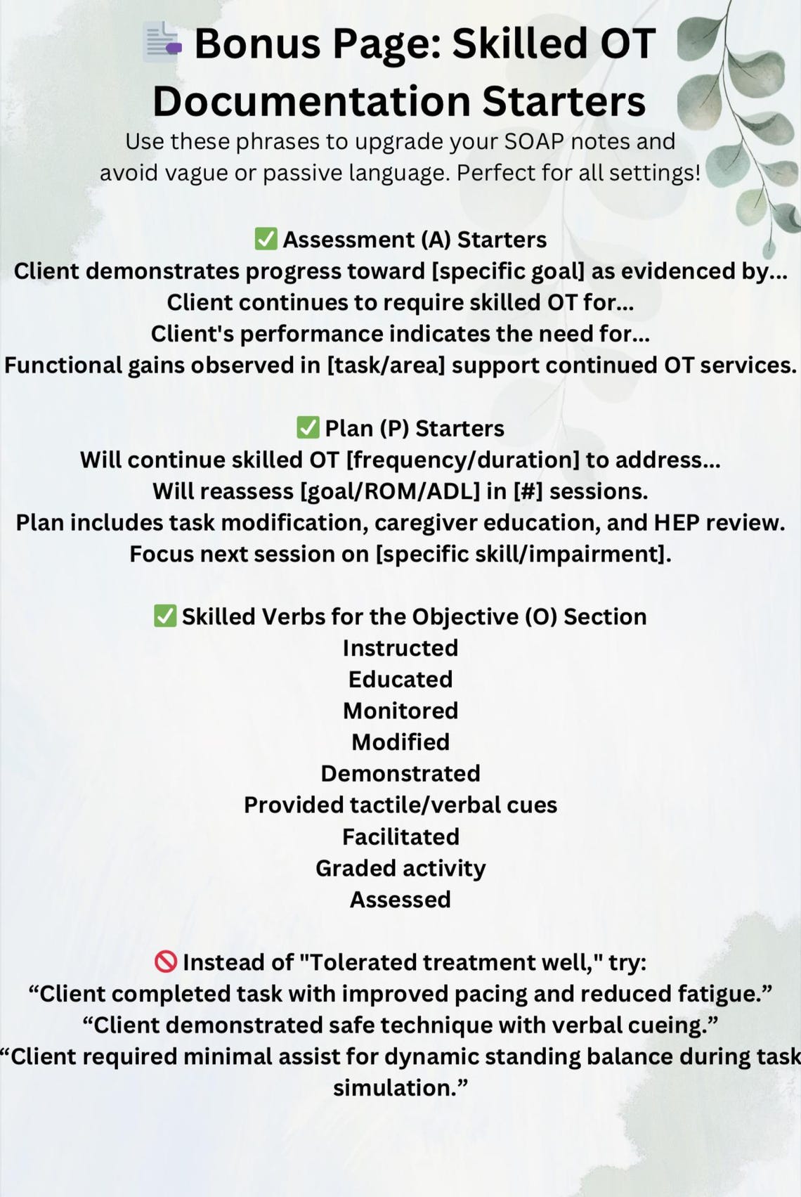 SOAP Note Template Guide for Occupational Therapists | SNF, Home Health ...