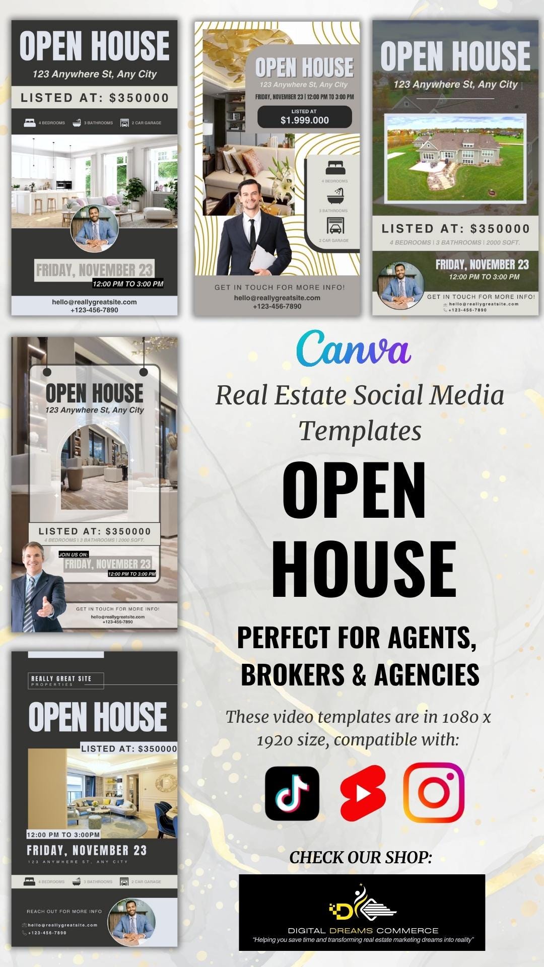 Real Estate Social Media Templates - OPEN HOUSE Listing Update Reels ...