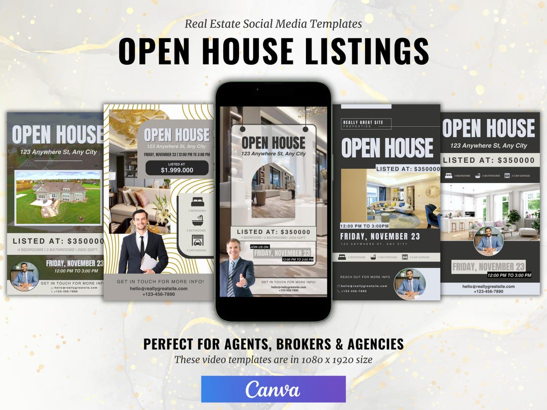 Real Estate Social Media Templates - OPEN HOUSE Listing Update Reels ...