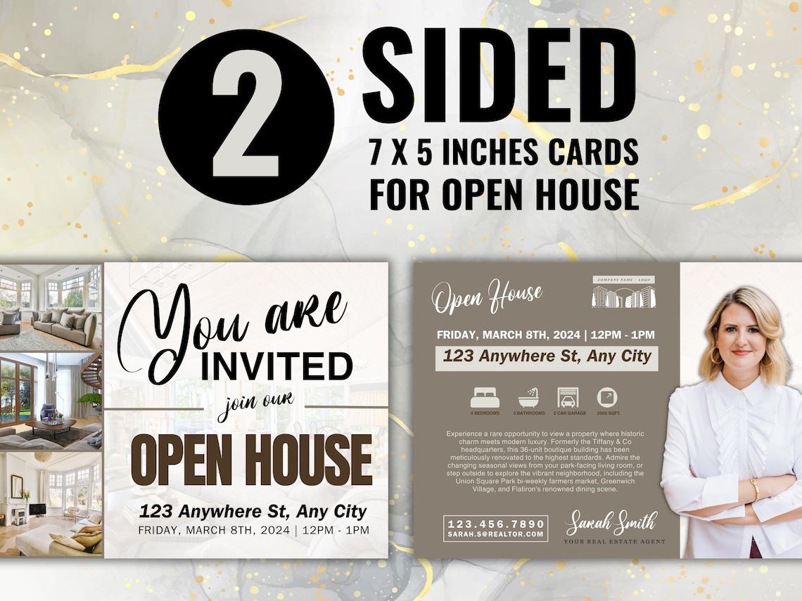 Real Estate Open House Postcard Invite Realtor Canva Template Broker ...
