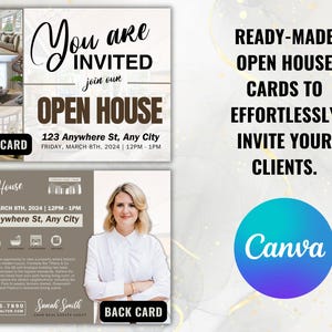 Real Estate Open House Postcard Invite Realtor Canva Template Broker ...