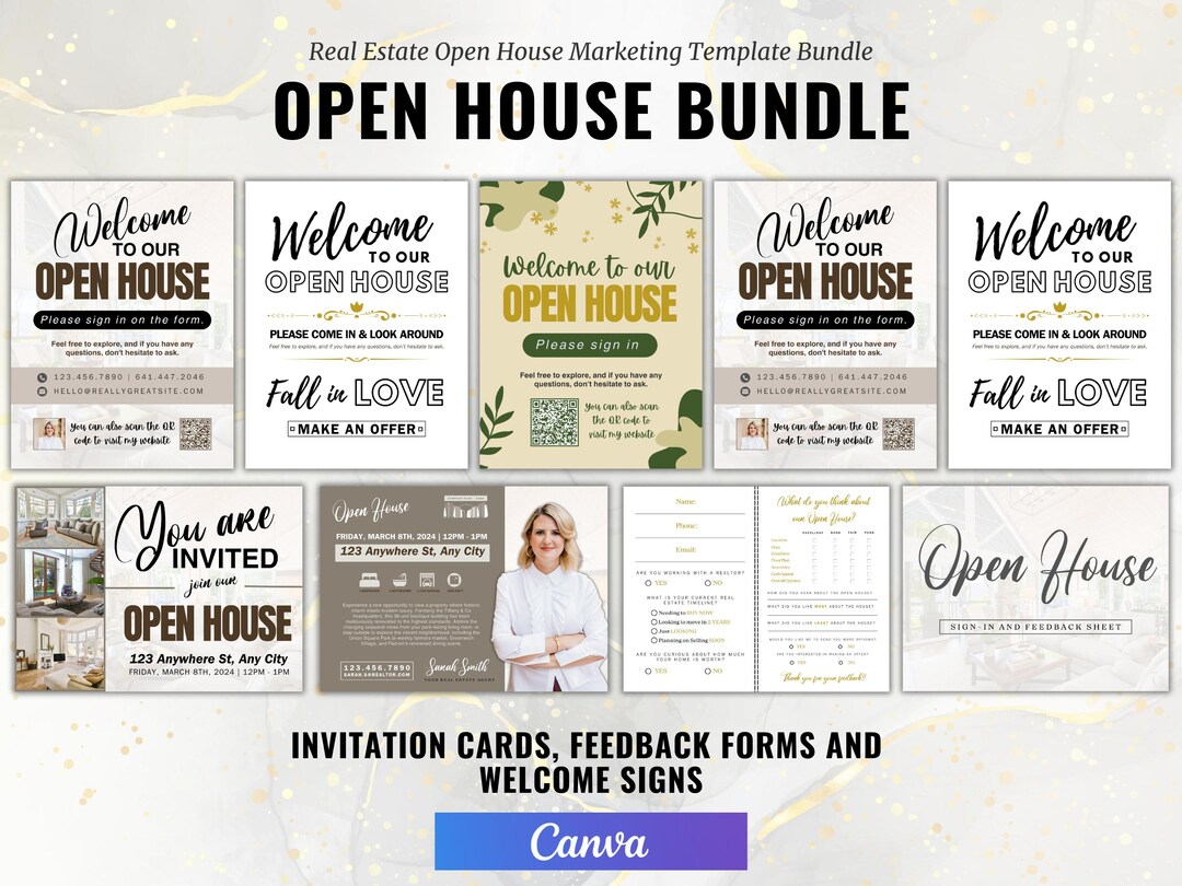 Realtor Open House Template Bundle: Welcome Sign, Flyer (canva Editable ...