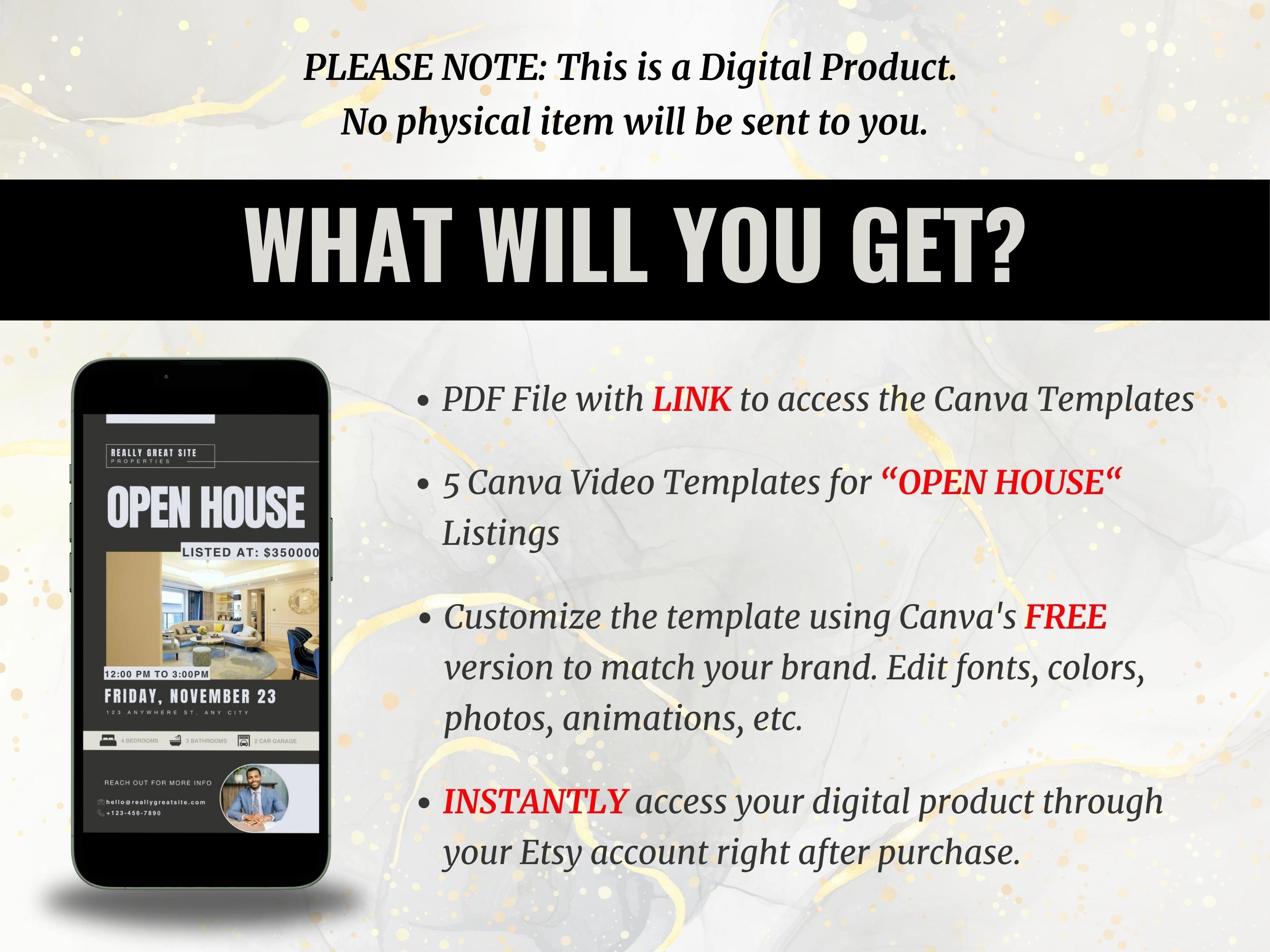 Real Estate Social Media Templates - OPEN HOUSE Listing Update Reels ...