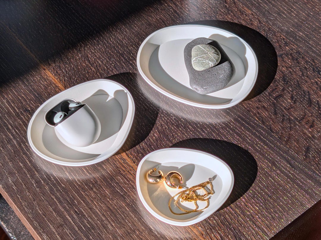 Organic Tray Set - 3D Printed - Small Object Storage - White/black ...