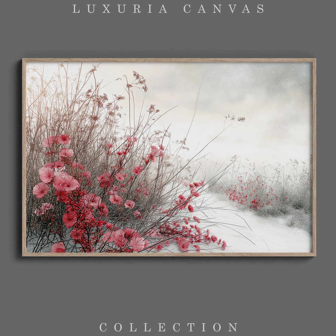 Winter Snowfield of Flowers | Farmhouse Wall Decor | Winter Wall Art ...
