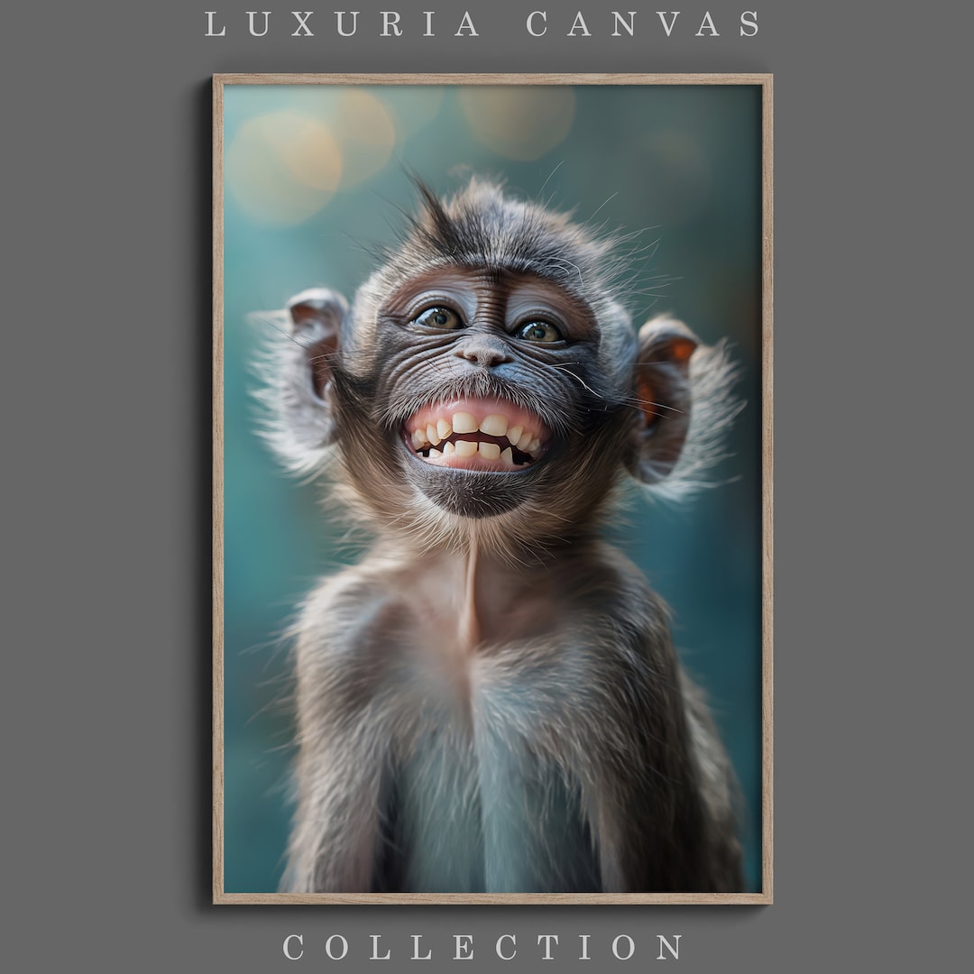 Cheeky Laughing Monkey, Digital Download, Digital Art, Printable Art ...