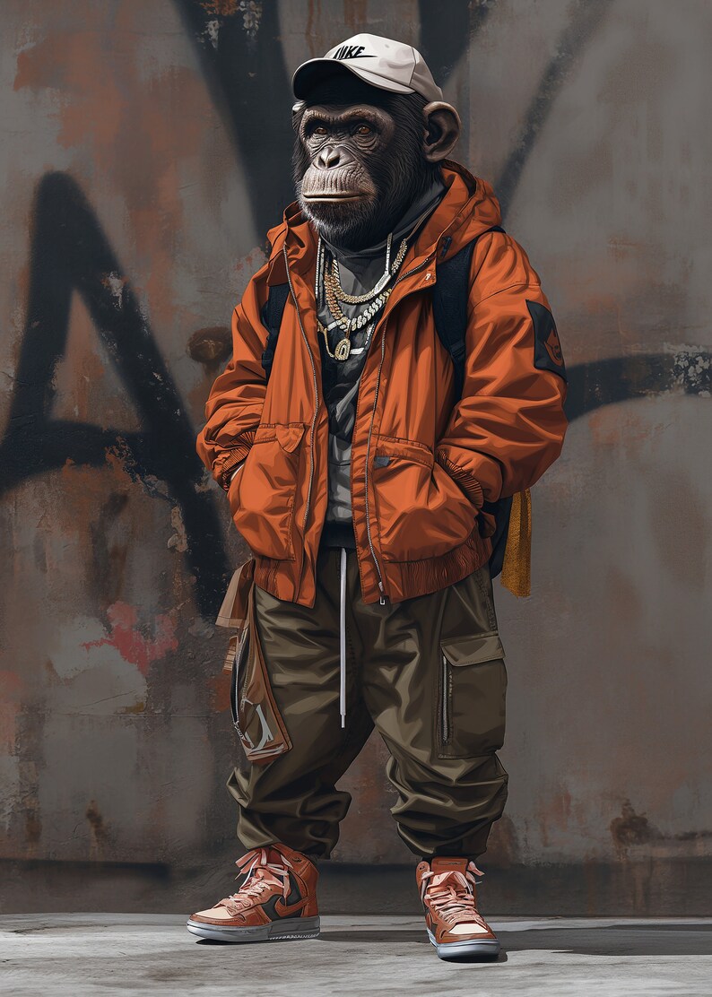 Chimpanzee Rapper, Digital Download, Digital Art, Downloadable Art ...