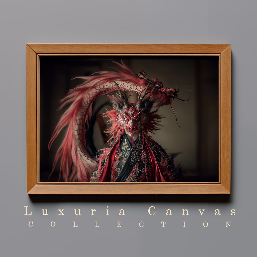 Chinese Red Dragon Digital Download Digital Art Downloadable Art Wall ...